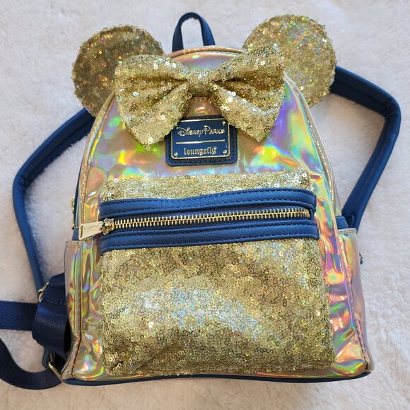 Loungefly | Bags | Disney Loungefly Gold Iridescent And Sequin Backpack ...
